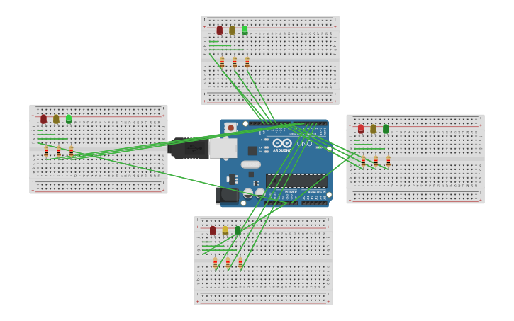 Circuit design Traffic lights | Tinkercad