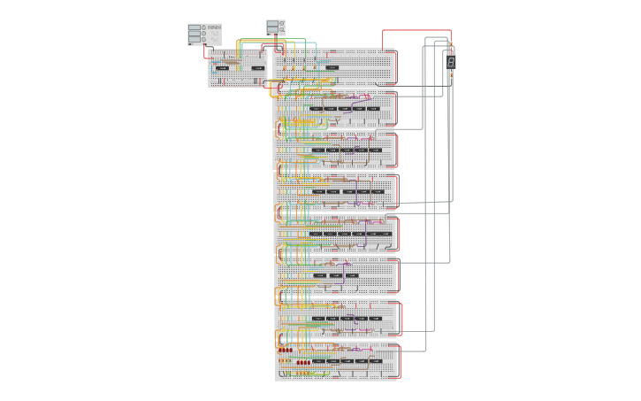 Circuit Design Contador Binario 4 Bits Con Display De 7 Segmentos Tinkercad