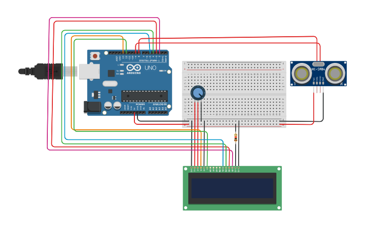 Circuit design Ultrasound sensor - Tinkercad