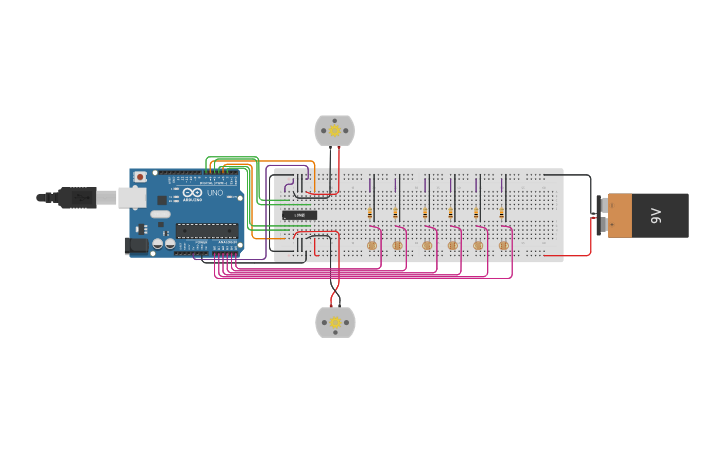 Circuit design Follow line V2 - Tinkercad