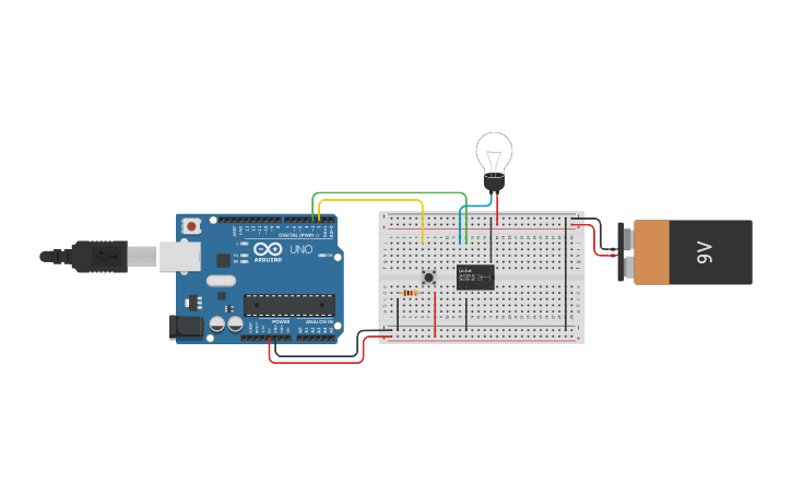 Circuit design Relay (Pushbutton) - Tinkercad