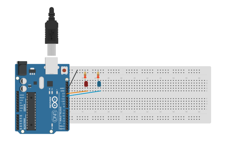 Circuit design Blinking LED - Tinkercad