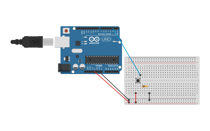 Circuit design Wiring Demo Arduino button | Tinkercad