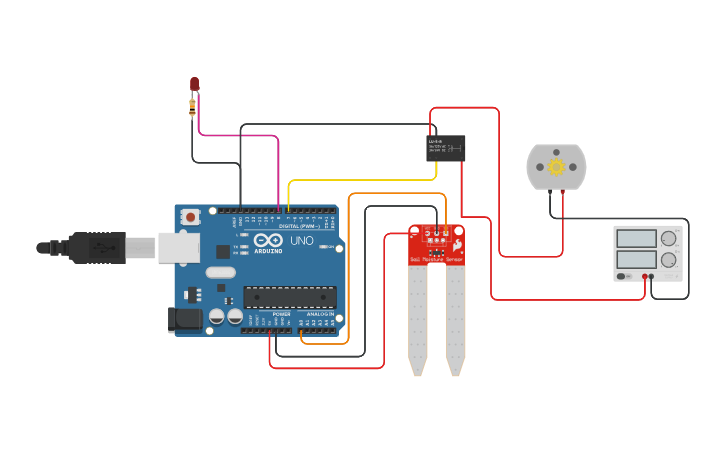 Circuit design Smart Plant-watering System - Tinkercad