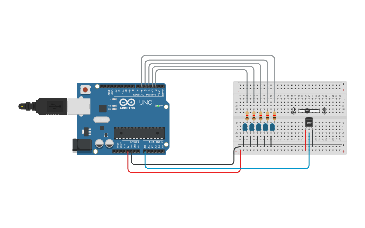 Circuit design 2.5 Temperature sensor | Tinkercad