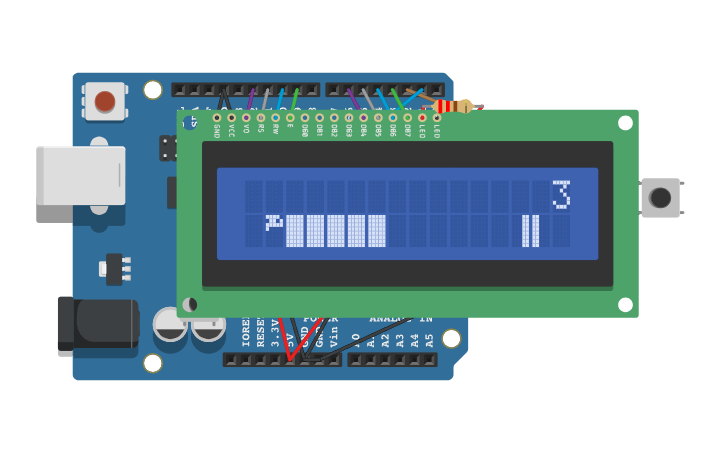 Circuit design Arduino LCD Game - Tinkercad