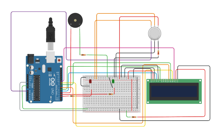 Circuit design Alat pendeteksi asap rokok - Tinkercad