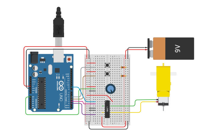 Circuit design Motor puente H - Tinkercad