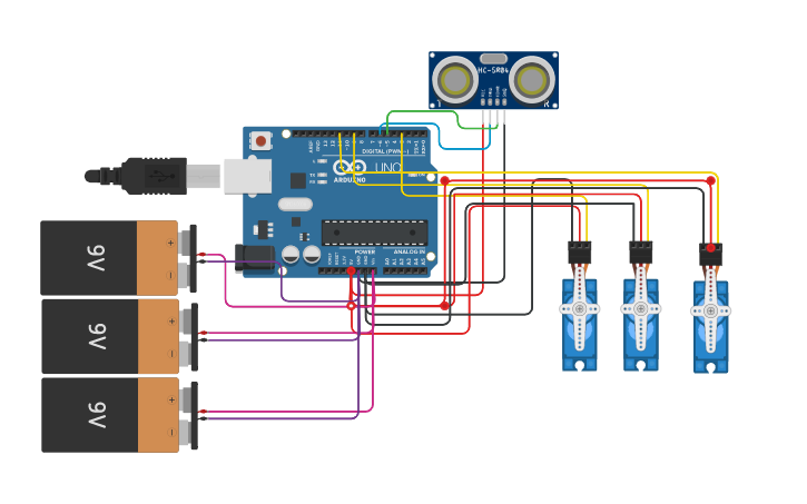 Circuit design Copy of automatic waste bin - Tinkercad