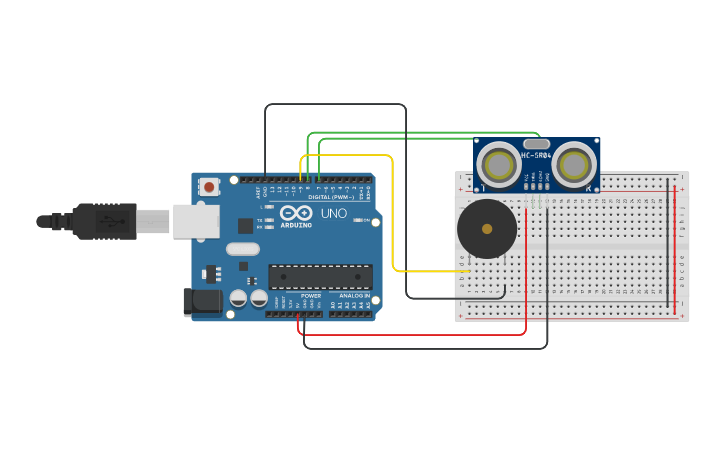 Circuit design Door Alarm using Ultrasonic Sensor | Tinkercad Circuit design Door Alarm using Ultrasonic Sensor | Tinkercad