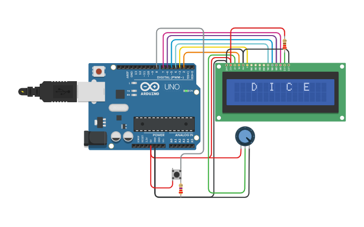 Circuit design lcd dice text - Tinkercad