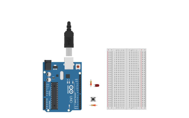 Circuit design 2. Using a Button - Tinkercad