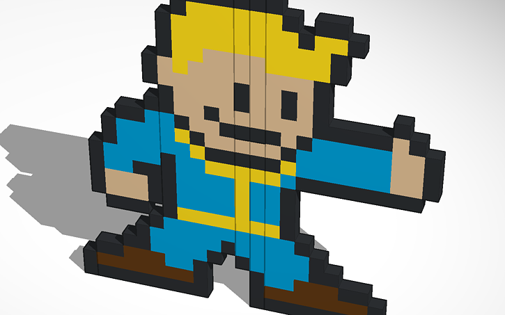 3D design Vault Boy Pixel Art | Tinkercad