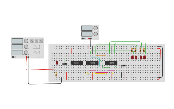 Circuit design shift register | Tinkercad