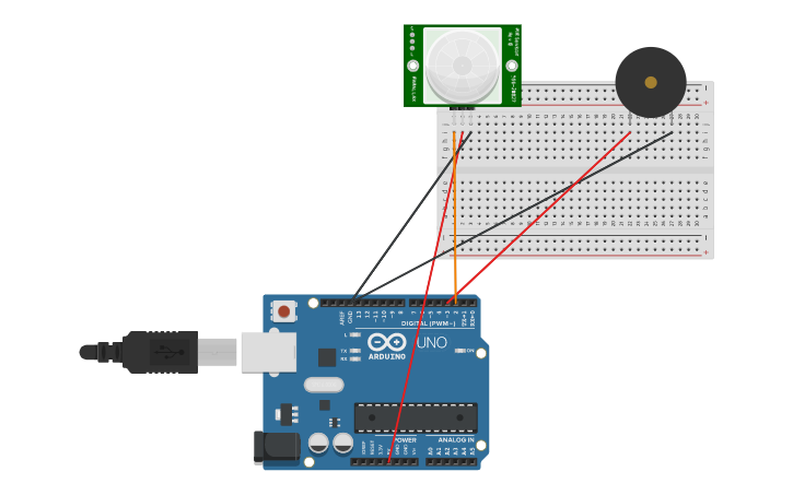 Circuit design Alarm project - Tinkercad