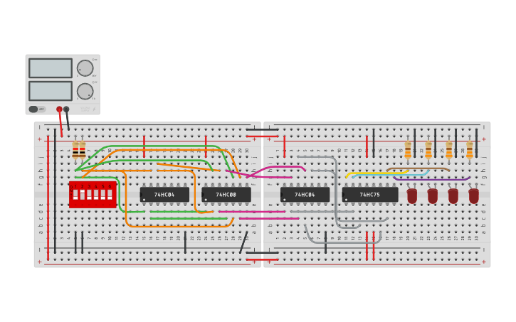Circuit design 2-4 Decoder - Tinkercad