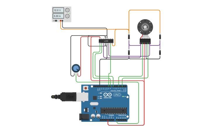 Circuit design UAS Kendali Close Loop dengan Kendali PID - Tinkercad
