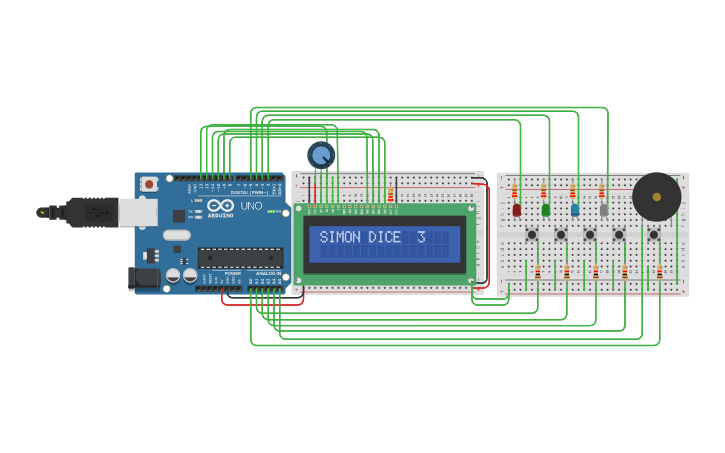 Circuit design SIMON - Tinkercad