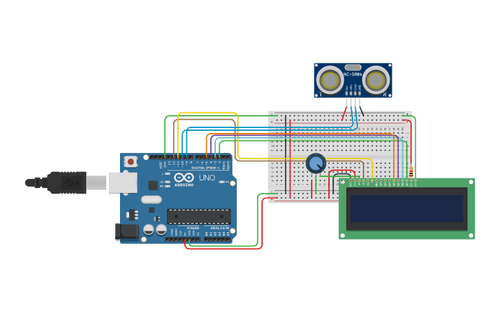 Circuit design Sensor ultrasonico 1 - Tinkercad