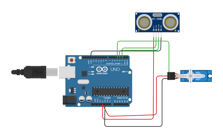 Circuit design Smart bin - Tinkercad