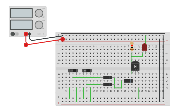 Circuit design DTL NOR - Tinkercad