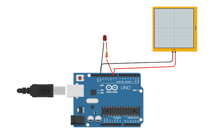 Circuit design pwm led intensity - Tinkercad