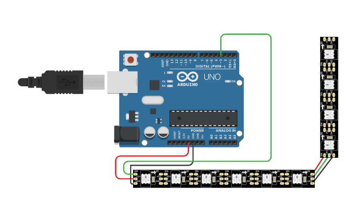 Circuit design NEO PIXELS - Tinkercad
