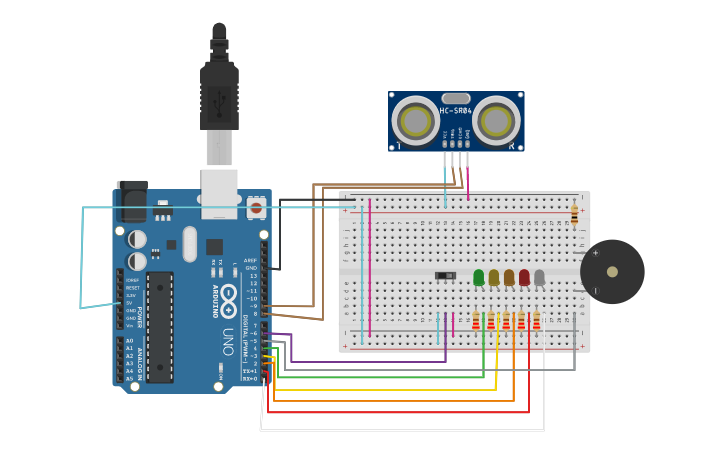 Circuit design Proximity sensor - Tinkercad