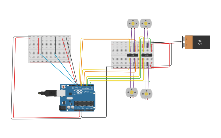 Circuit design line following robot - Tinkercad
