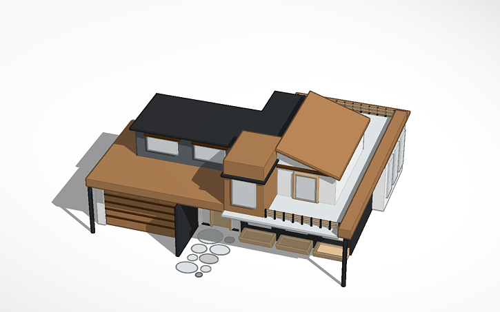 3D design two-story house with balcony | Tinkercad