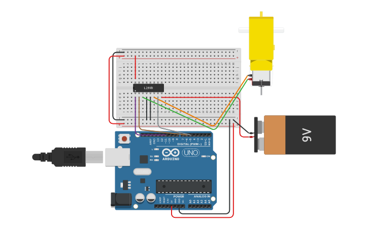 Circuit Design Prática 4 Motor L293d Tinkercad