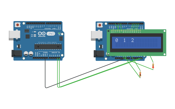Circuit Design Talk Between Two Arduino Tinkercad