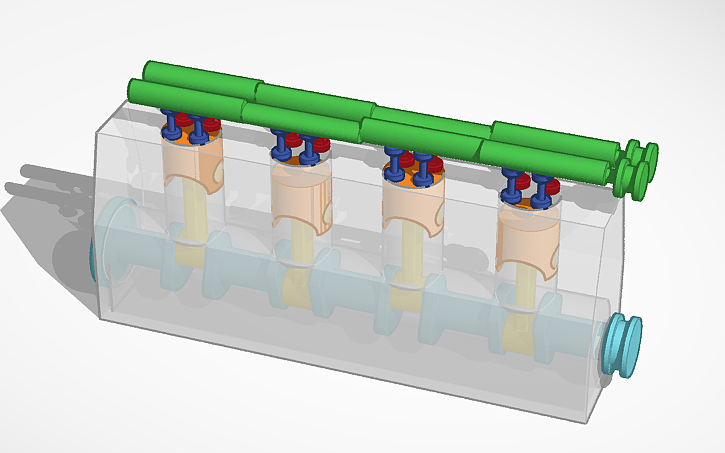 3D design Inline 4 Engine (works) - Tinkercad