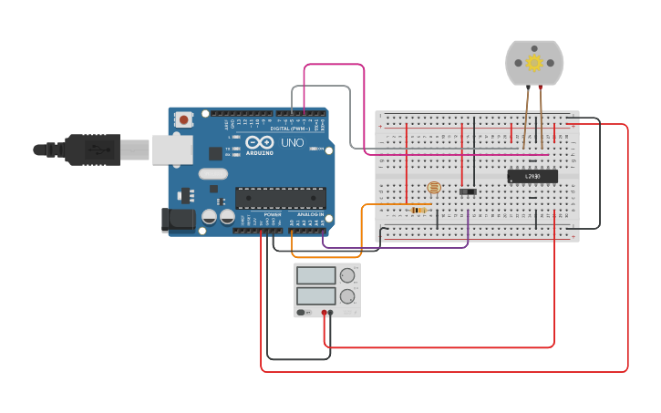 Circuit design trabajo mecatronica | Tinkercad