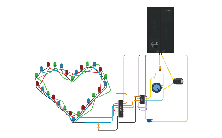 Circuit design corazon de leds - Tinkercad