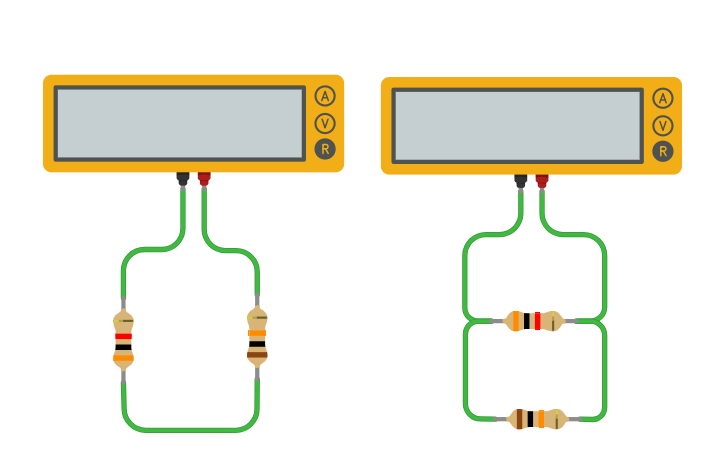 Circuit design Serie- und Paralleschaltung von Widerständen - Tinkercad