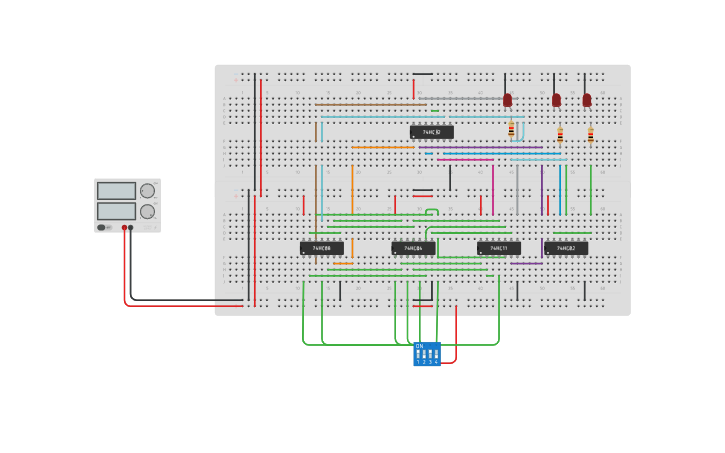 Circuit design 2-bit Comparator - Tinkercad