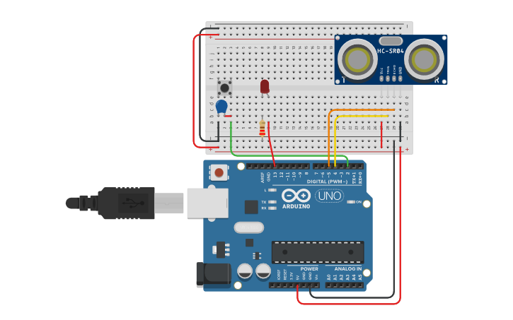 Circuit design Détecteur d'obstacle - Tinkercad