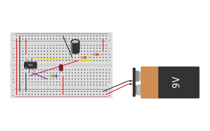 Circuit design Flashing LED - Tinkercad