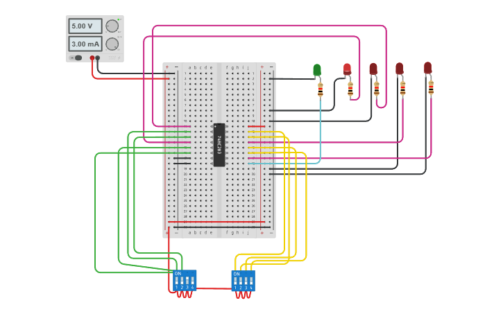 Circuit design 4-BIT ADDER - Tinkercad