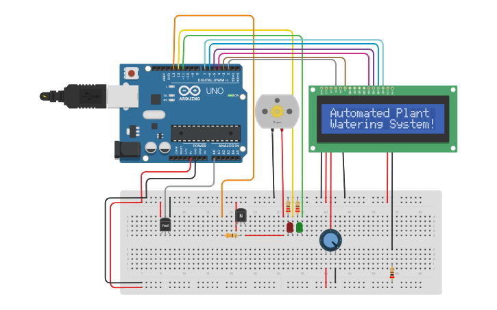 Circuit design Plant Watering System - Tinkercad