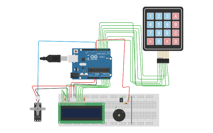 Circuit design Password Based Door Lock - Tinkercad