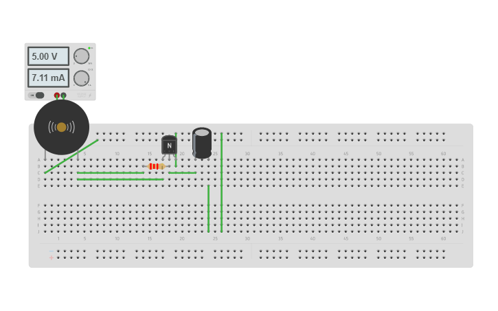 Circuit design Simple Transistor Audio Amp | Tinkercad