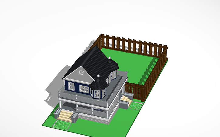 3D design House with backyard - Tinkercad
