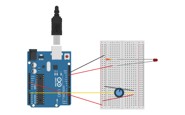 Circuit design #4 Potentiometer - Tinkercad