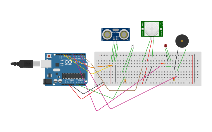 Circuit design 3 sensores - Tinkercad