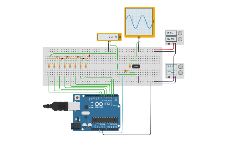 Circuit Design Lab 6 8 Bit Dac Example With R And 2r Resistors Arduino Tinkercad 