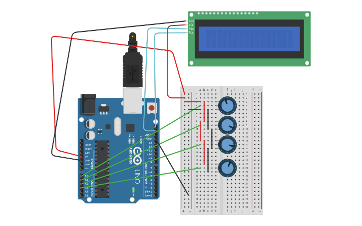 Circuit design hexadecimal conversion game - Tinkercad