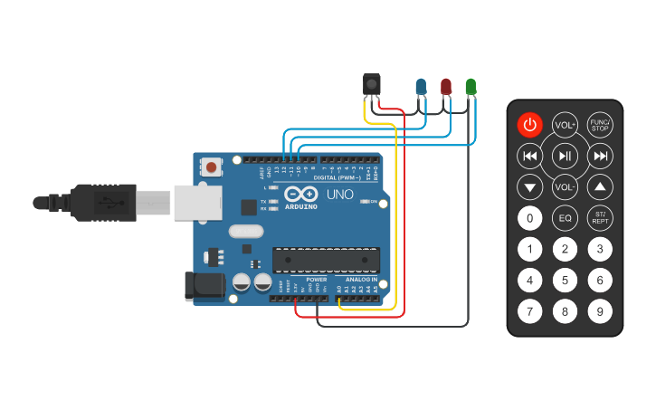 Circuit design IR remote with Arduino R3 | Tinkercad