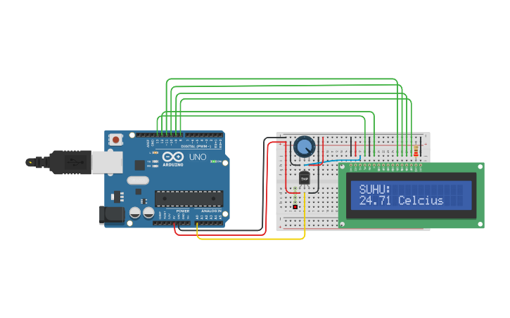 Circuit design Sensor Suhu | Tinkercad